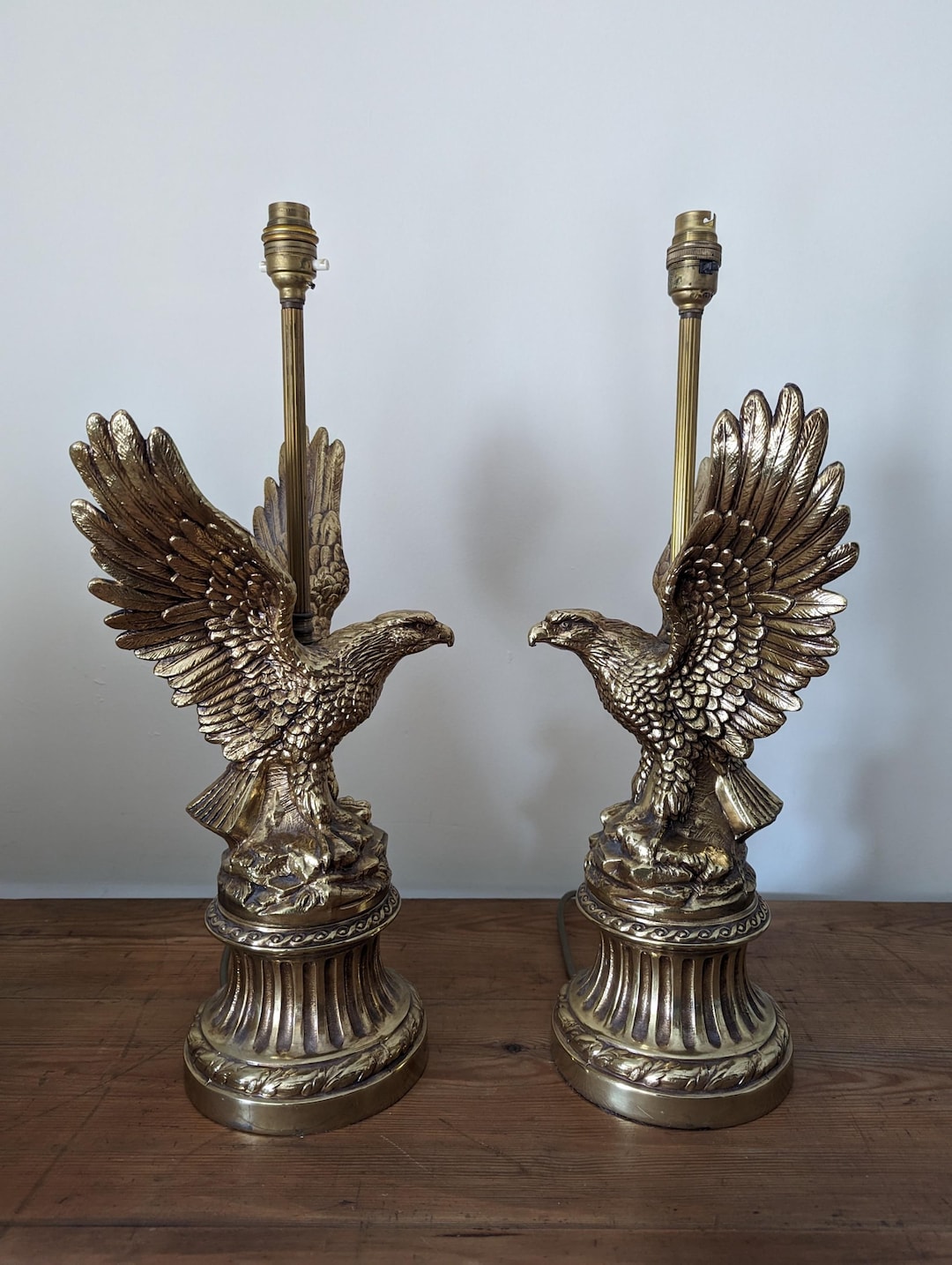 Pair of Vintage Brass Eagle Table Lamps - Etsy