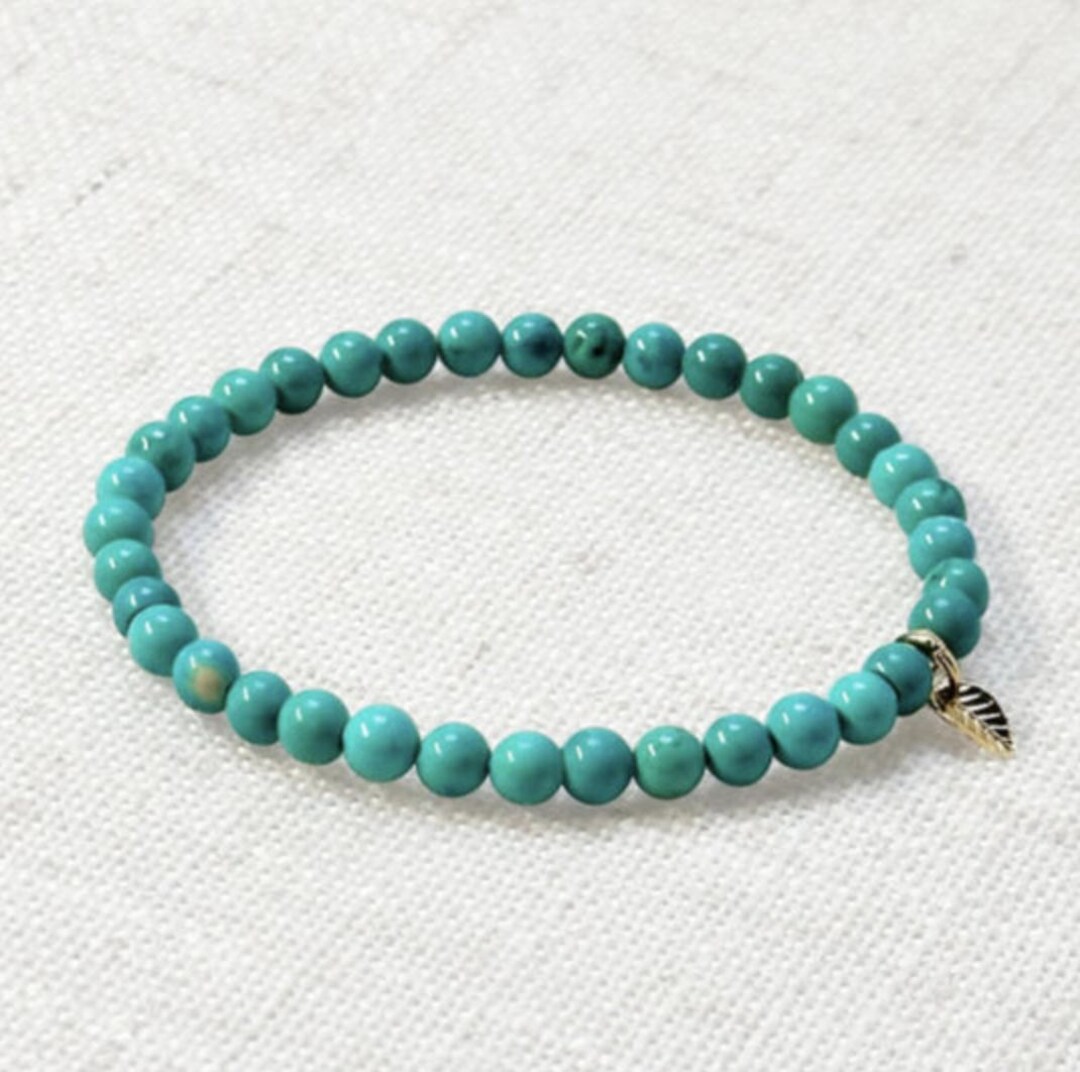 Turquoise Bracelet Set: Phoenix, African Turquoise & Heart Charm - Etsy