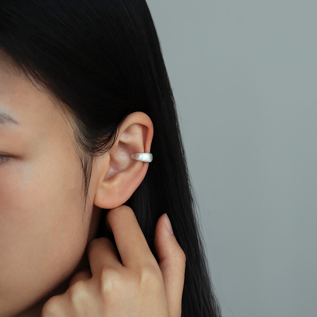 Chunky Minimalist Ear Cuff, No Piercing Cartilage Jewelry, Gold Silver ...