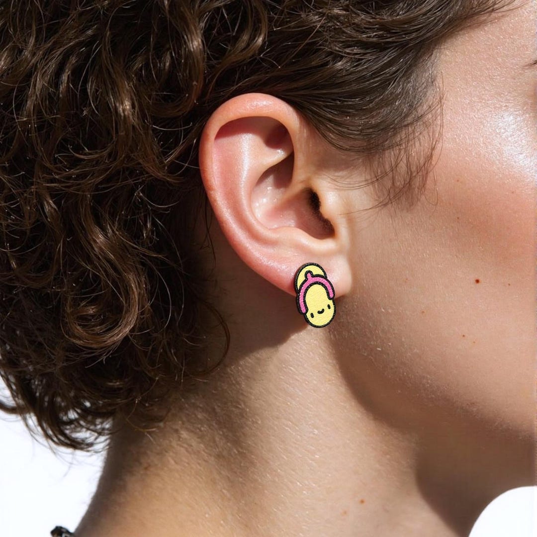 Flip-flop Stud Earrings Smile Face Earrings Quirky Earrings Funny ...