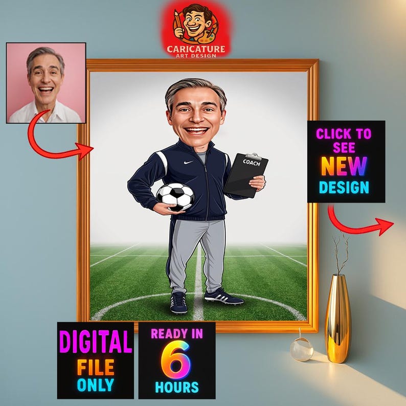 Personalized Football Coach Caricature From Photo, Gifts for Football ...