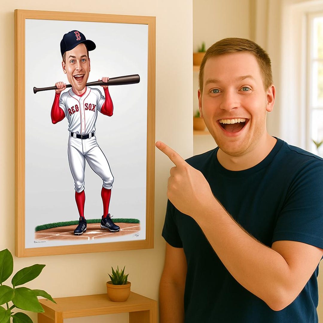 Personalized Baseball Player Caricature Drawing, Cartoon From Photo ...