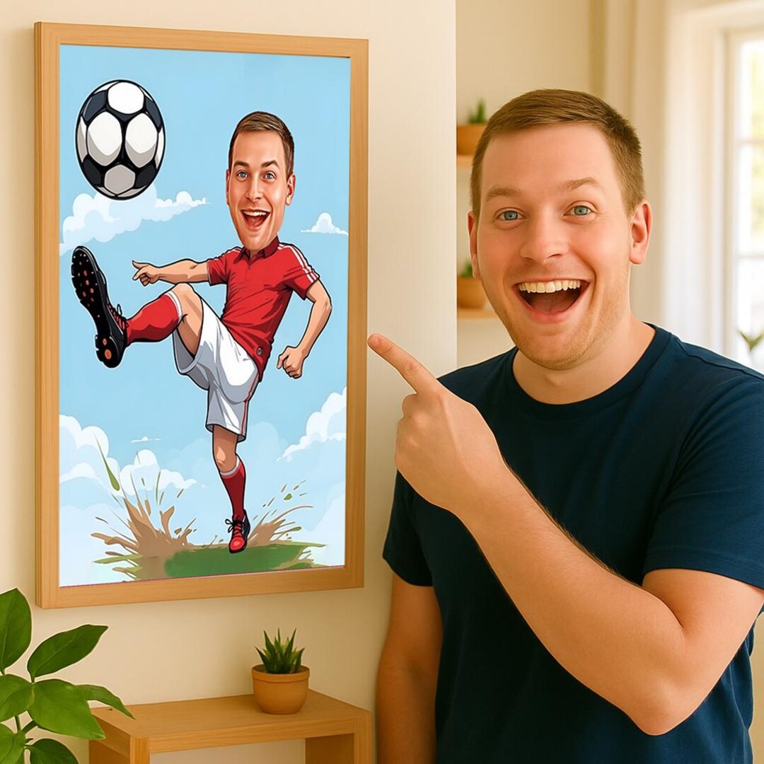 Custom Soccer Player Cartoon Portrait, Soccer Caricature, Soccer Gift ...
