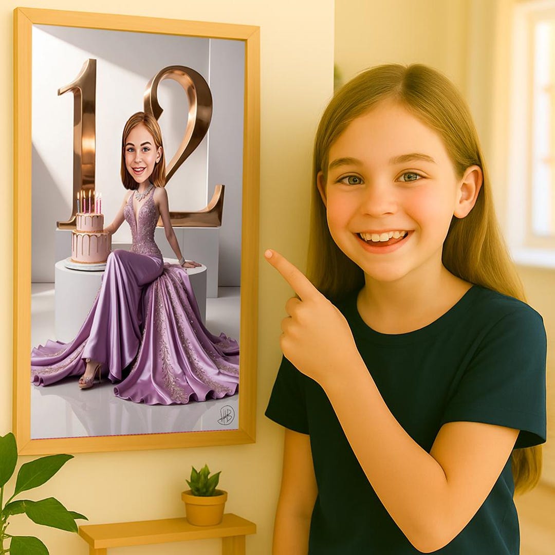 Custom 12th Cartoon Portrait, 12th Caricature, Personalized Happy ...
