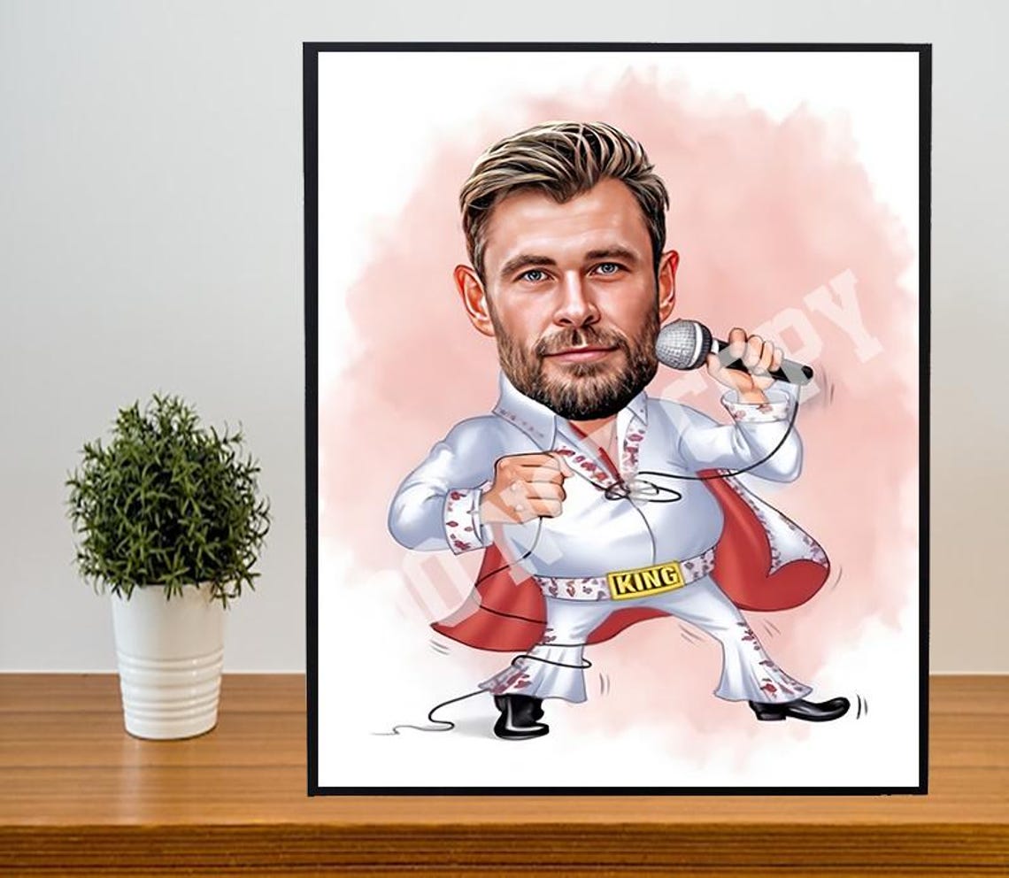 Personalized Elvis Presley Cartoon Portrait, Custom Elvis Presley ...