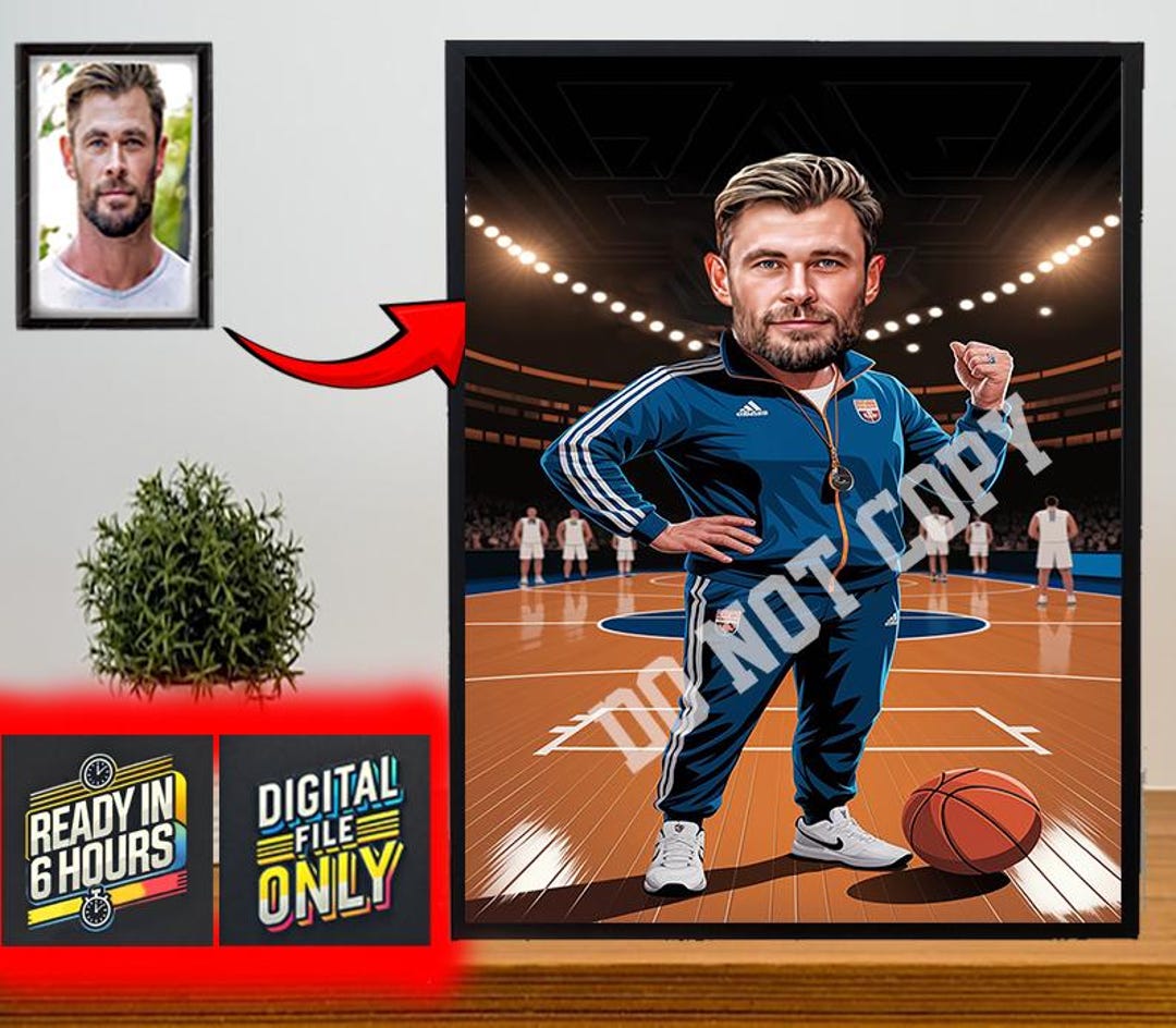 Custom Basketball Coach Cartoon Portrait, Coach Portrait, Coach Gift ...