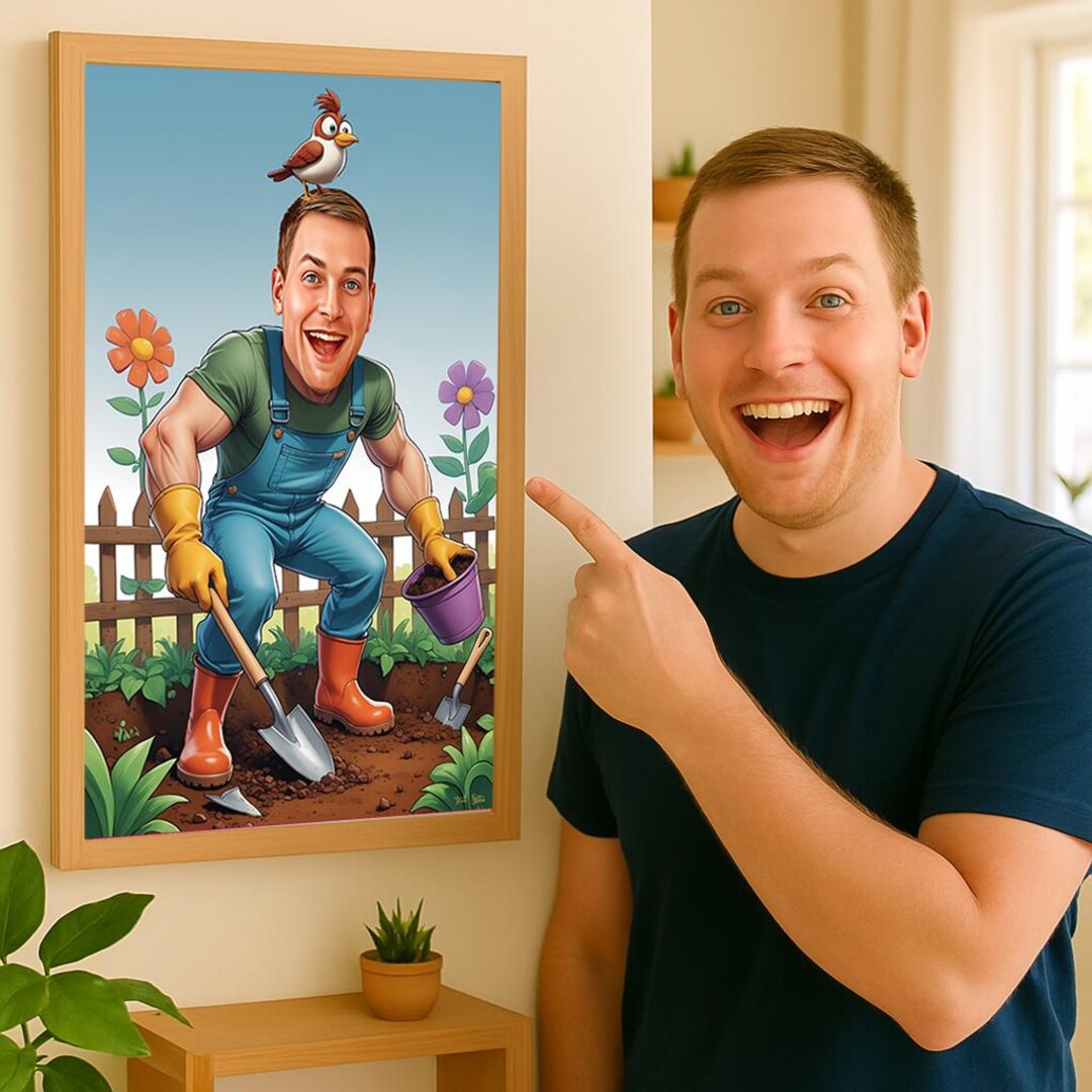 Custom Gardner Caricature From Photo, Gardner Cartoon Portrait, Funny ...