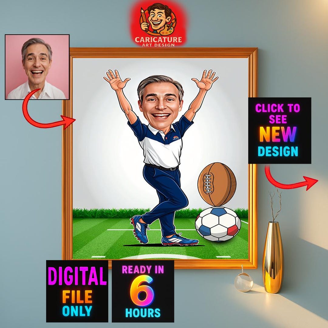 Personalized Football Coach Caricature From Photo, Gifts for Football ...