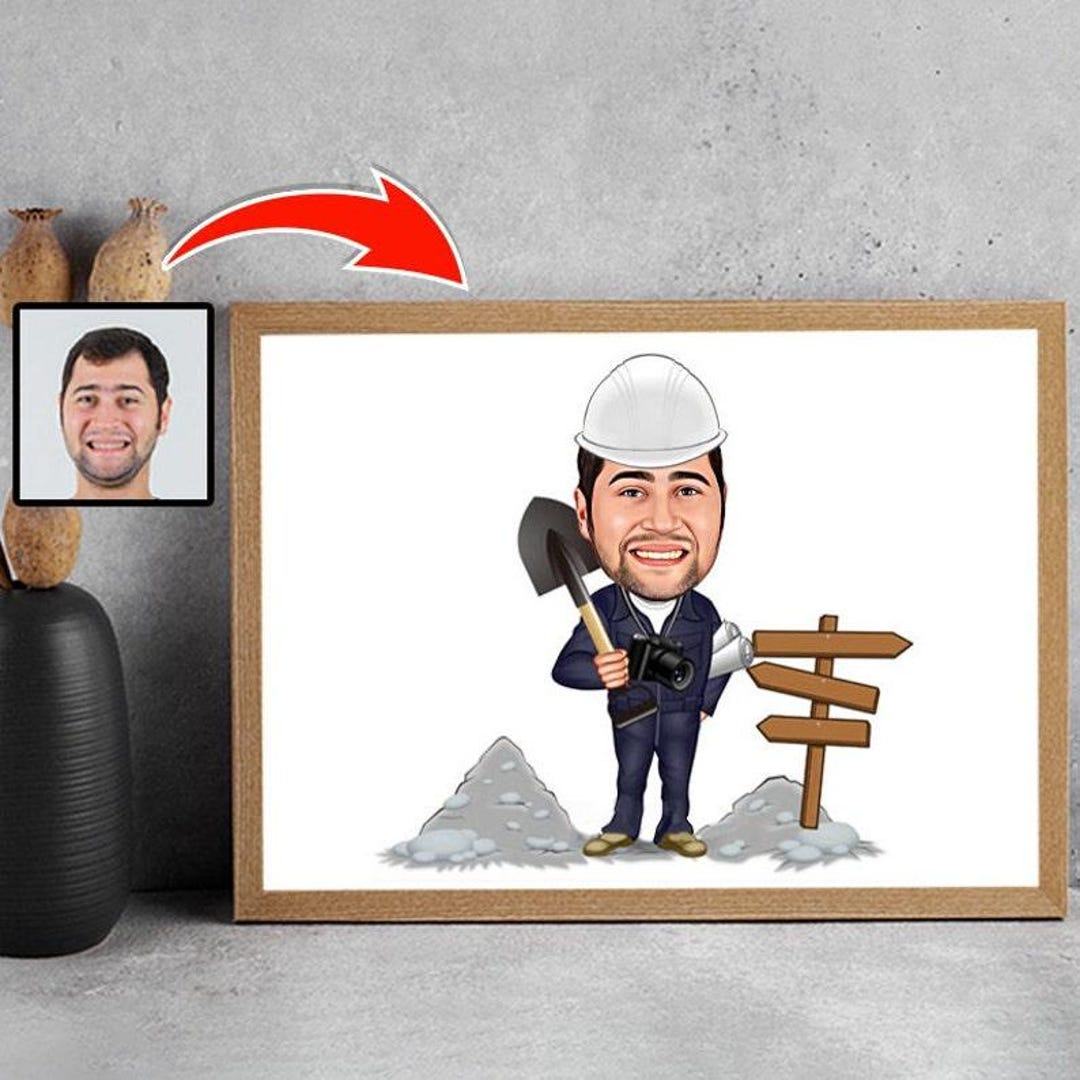 Custom Mining Engineer Cartoon Portrait, Mining Engineering Gift, Gift ...