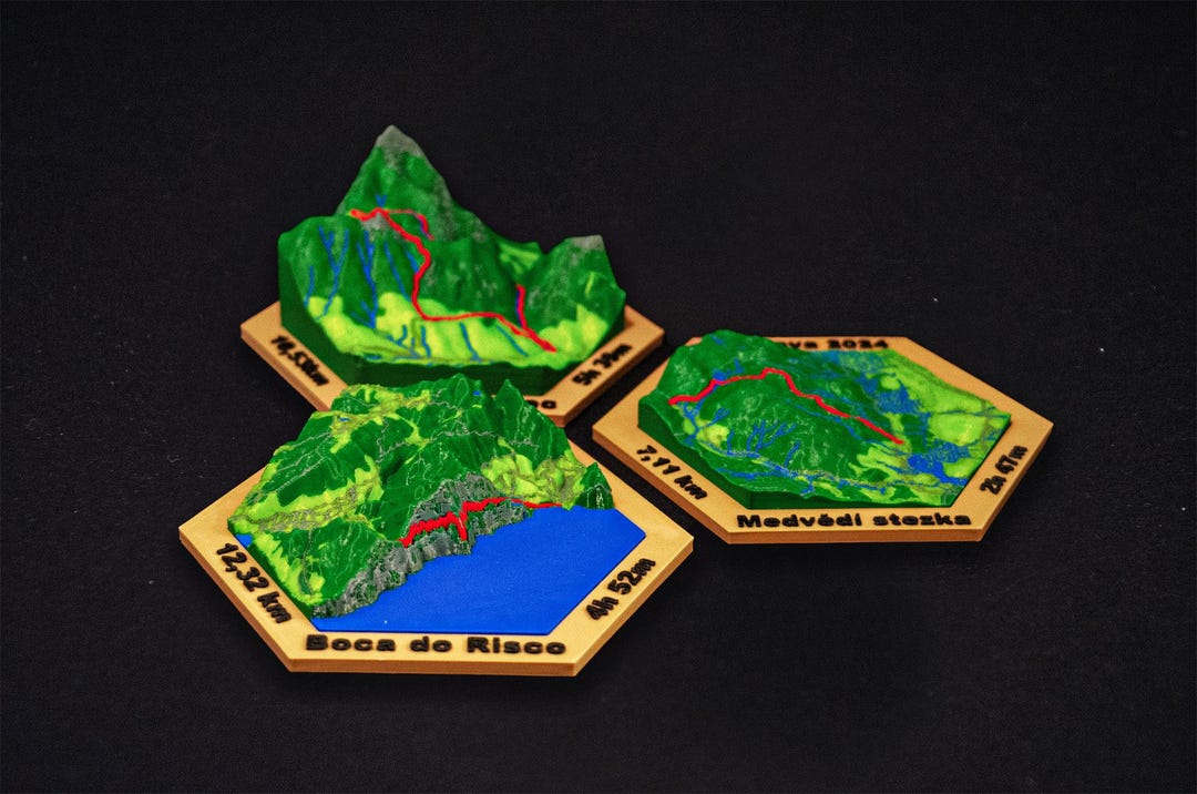 3D Map - Memory Hex (3 Pieces) - Etsy