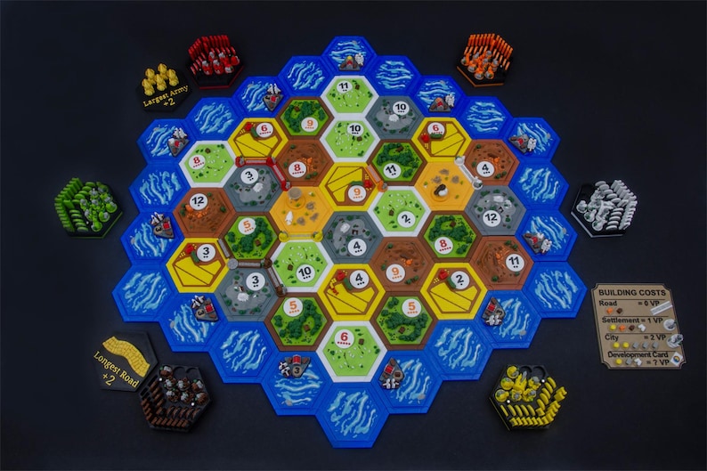 DELUXE Settler of Catan 3D Upgrade Kit for 3-6 Players (sturdy Hard ...