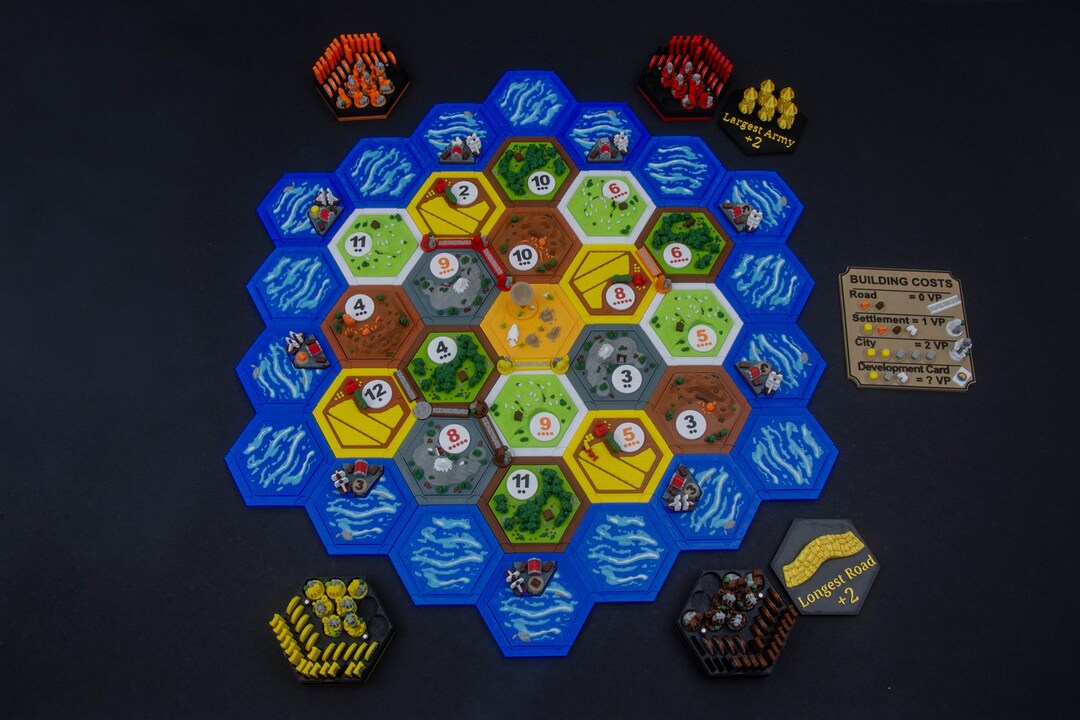 DELUXE Settler of Catan 3D Upgrade Kit for 3-4 Players (sturdy Hard ...