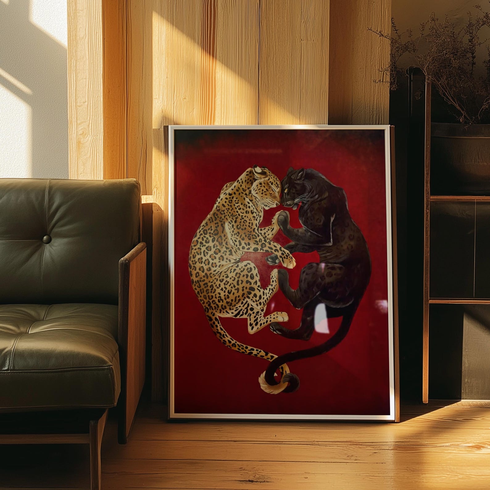 Boho Yin Yang Leopard and Panther Wall Art – Spiritual Jungle Digital ...