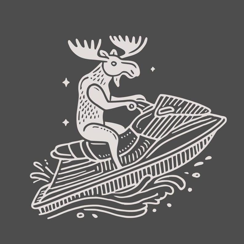 Funny Moose Riding Jet Ski Digital Vector Art - Digital Download (SVG ...