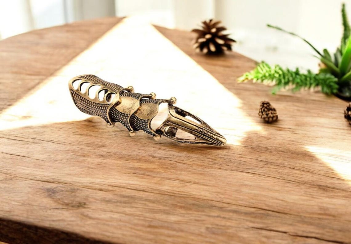 Gothic Punk Skull Knuckle Ring – Adjustable Gold Alloy Midi Finger Ring ...