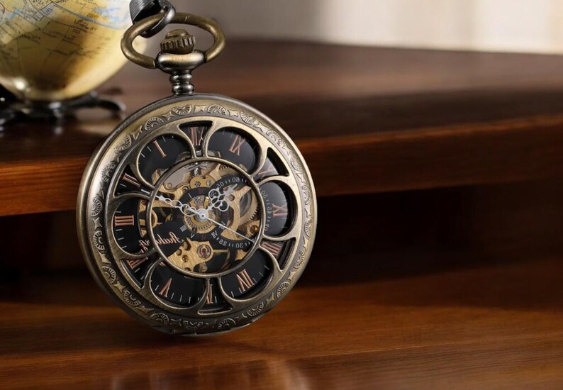Roman Numeral Mechanical Pocket Watch – Luxury Engraved Silver Case ...