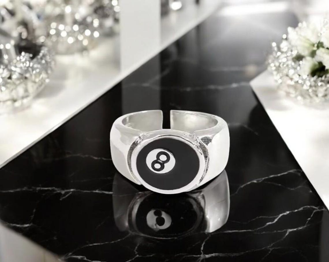 Black 8-ball Pool Ring – Retro Billiard Jewelry for Men, Gifts for Him ...