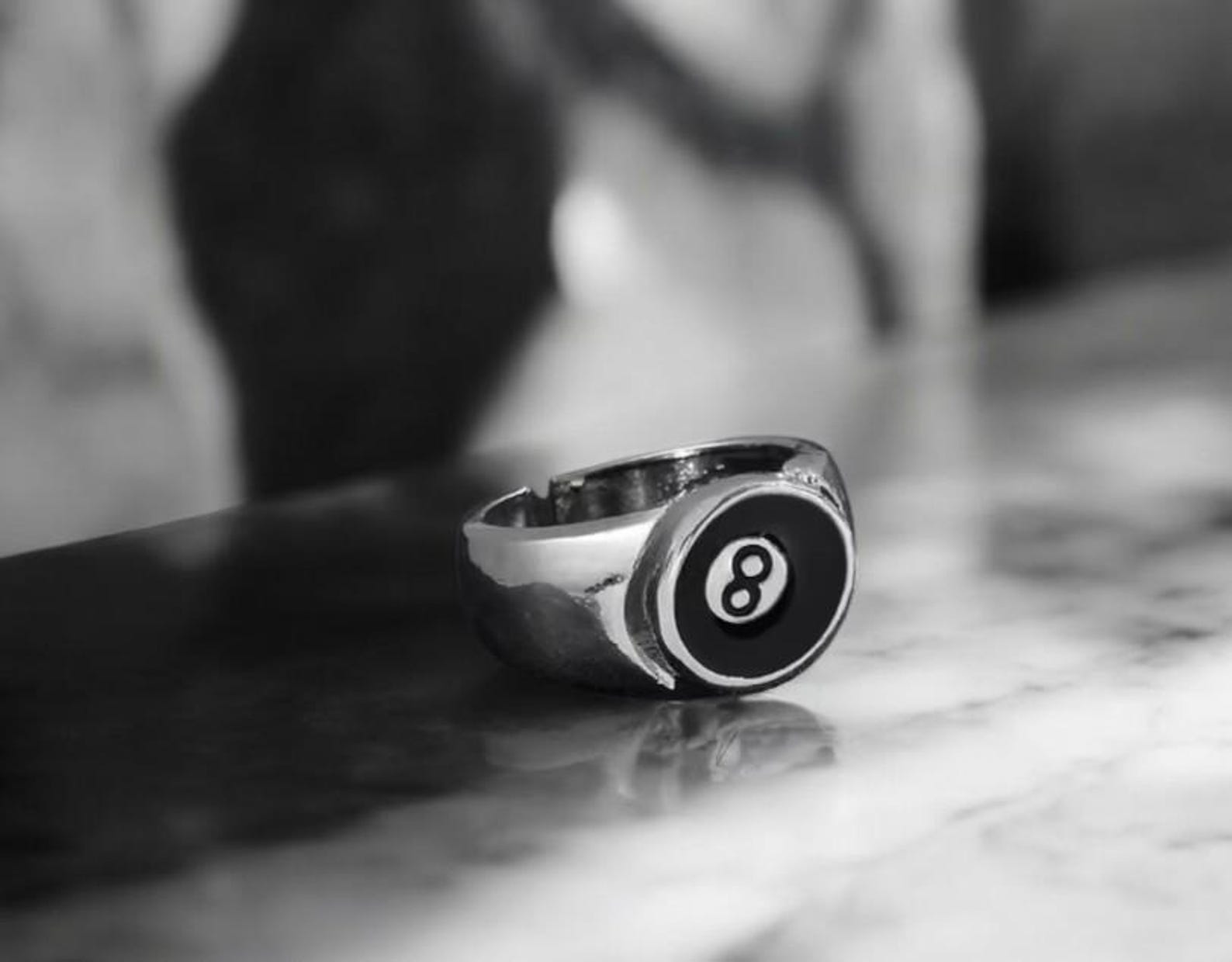 Black 8-ball Pool Ring – Retro Billiard Jewelry for Men, Gifts for Him ...