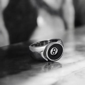 Black 8-ball Pool Ring – Retro Billiard Jewelry for Men, Gifts for Him ...