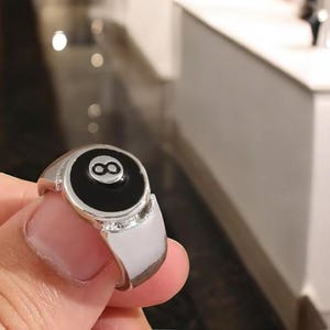 Black 8-ball Pool Ring – Retro Billiard Jewelry for Men, Gifts for Him ...