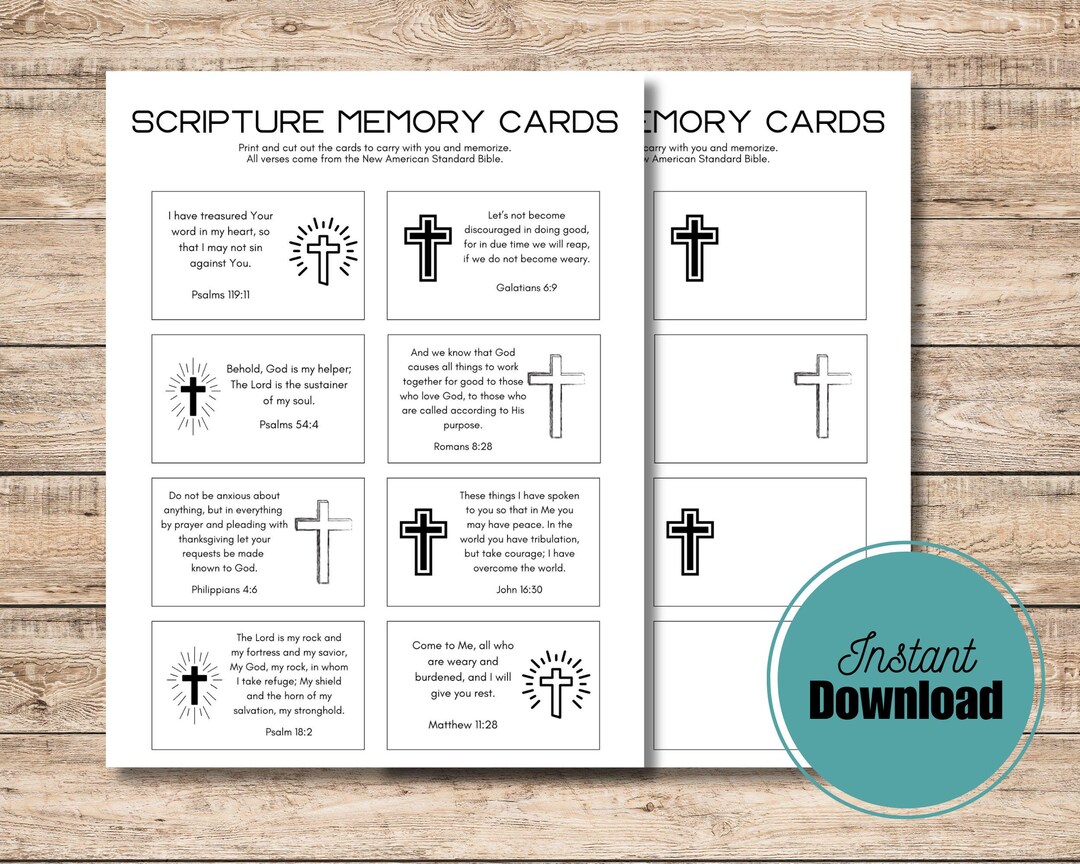Print at Home Bible Verse Scripture Memory Cards - Etsy