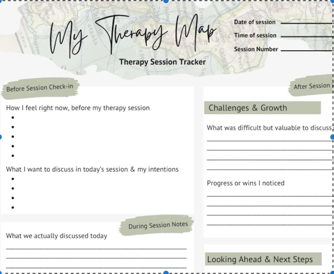 Client Therapy Progress & Session Tracker, Therapy Map, Mental Health ...