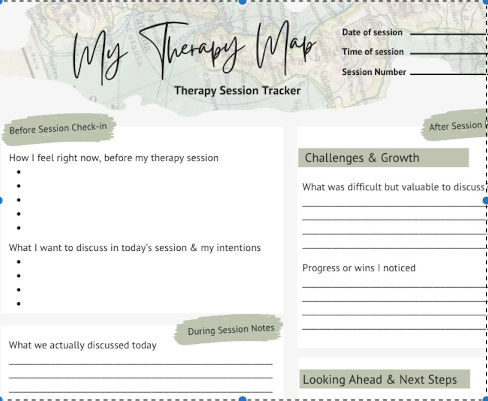 Client Therapy Progress & Session Tracker, Therapy Map, Mental Health ...