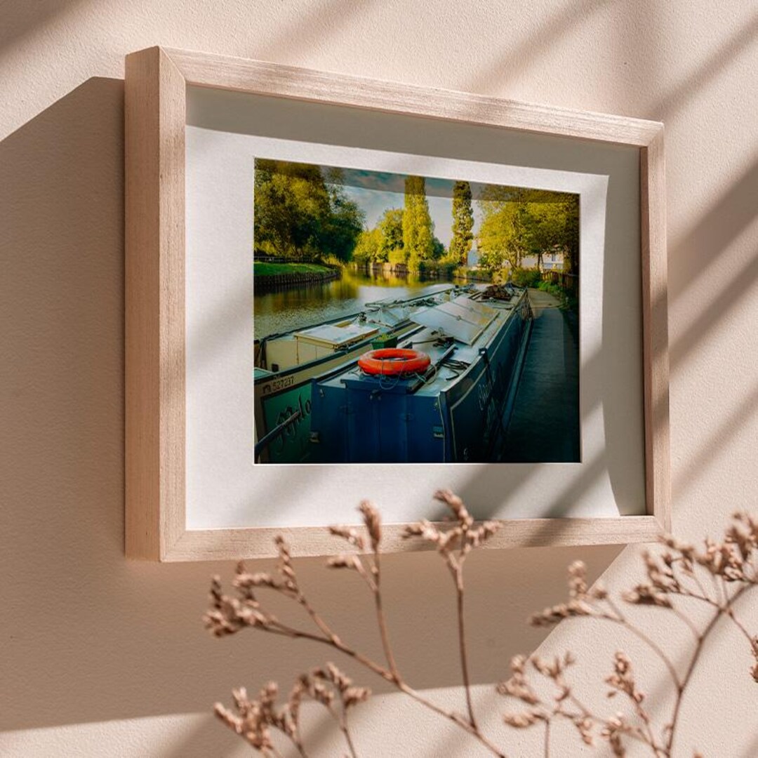Canal Boat Photograph, Barge Mooring Colour, Parked Double Image ...