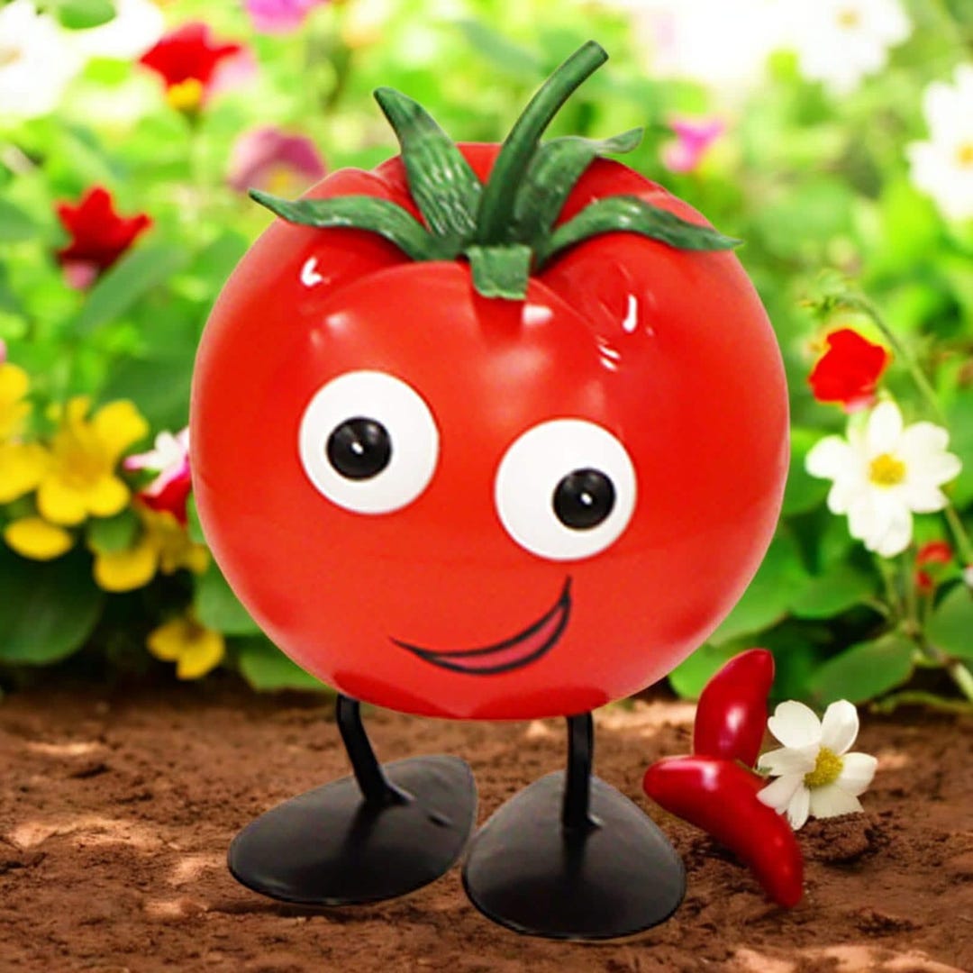 Metal Tomato Garden Ornament – Quirky Veggie Patch Pal - Etsy