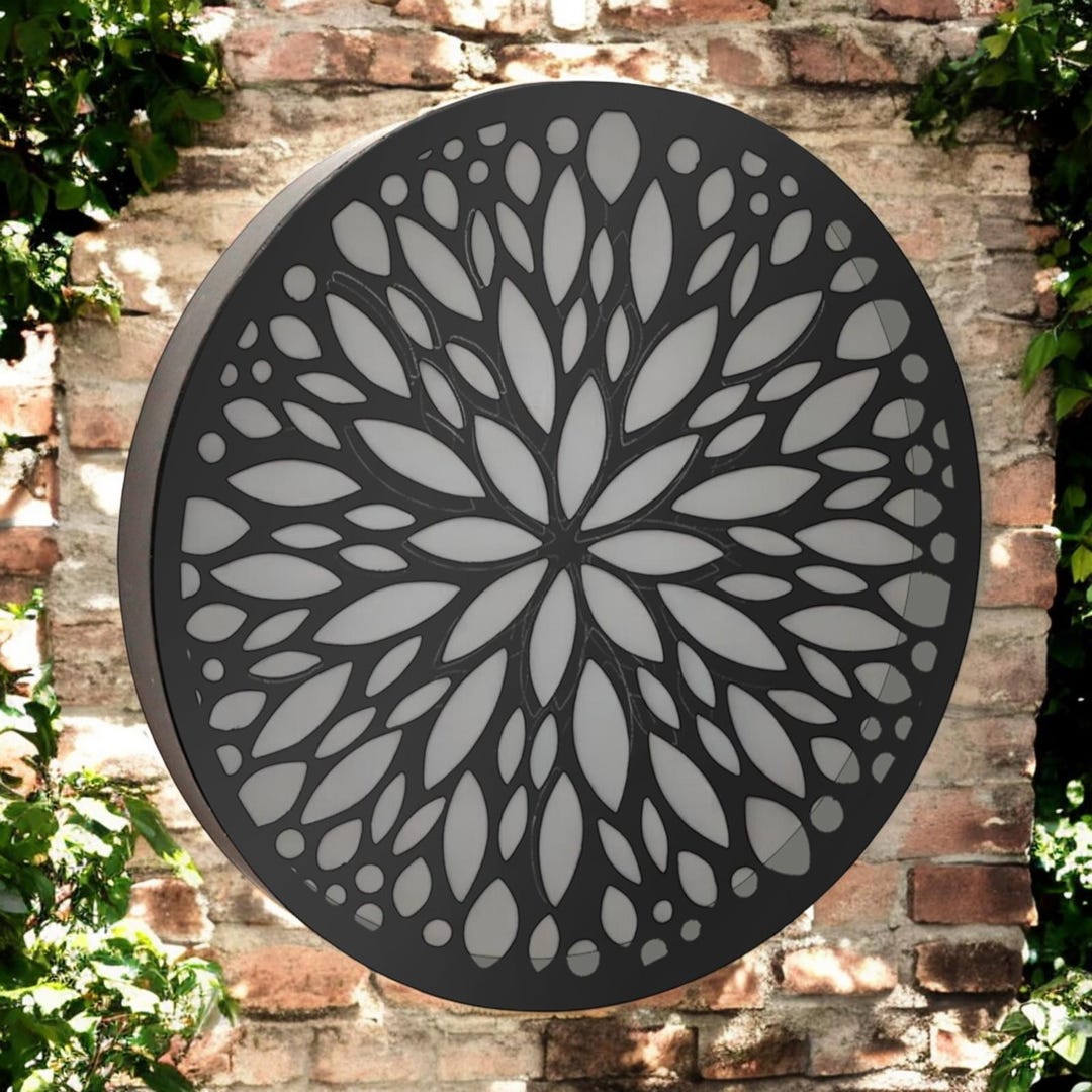 Metal Abstract Flower Solar Wall Art: LED Garden Decor - Etsy