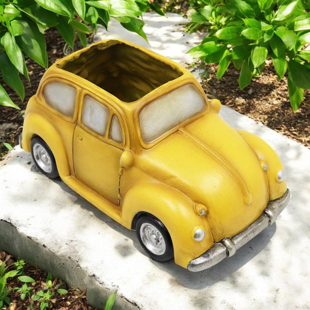Yellow Resin Car Planter – 9.5cm X 8cm X 18.5cm | Vintage Mini Car ...