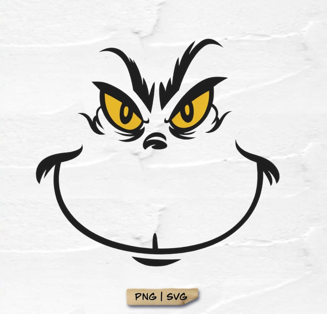 Grinch Face SVG: Christmas Outline Design (instant Download) - Etsy