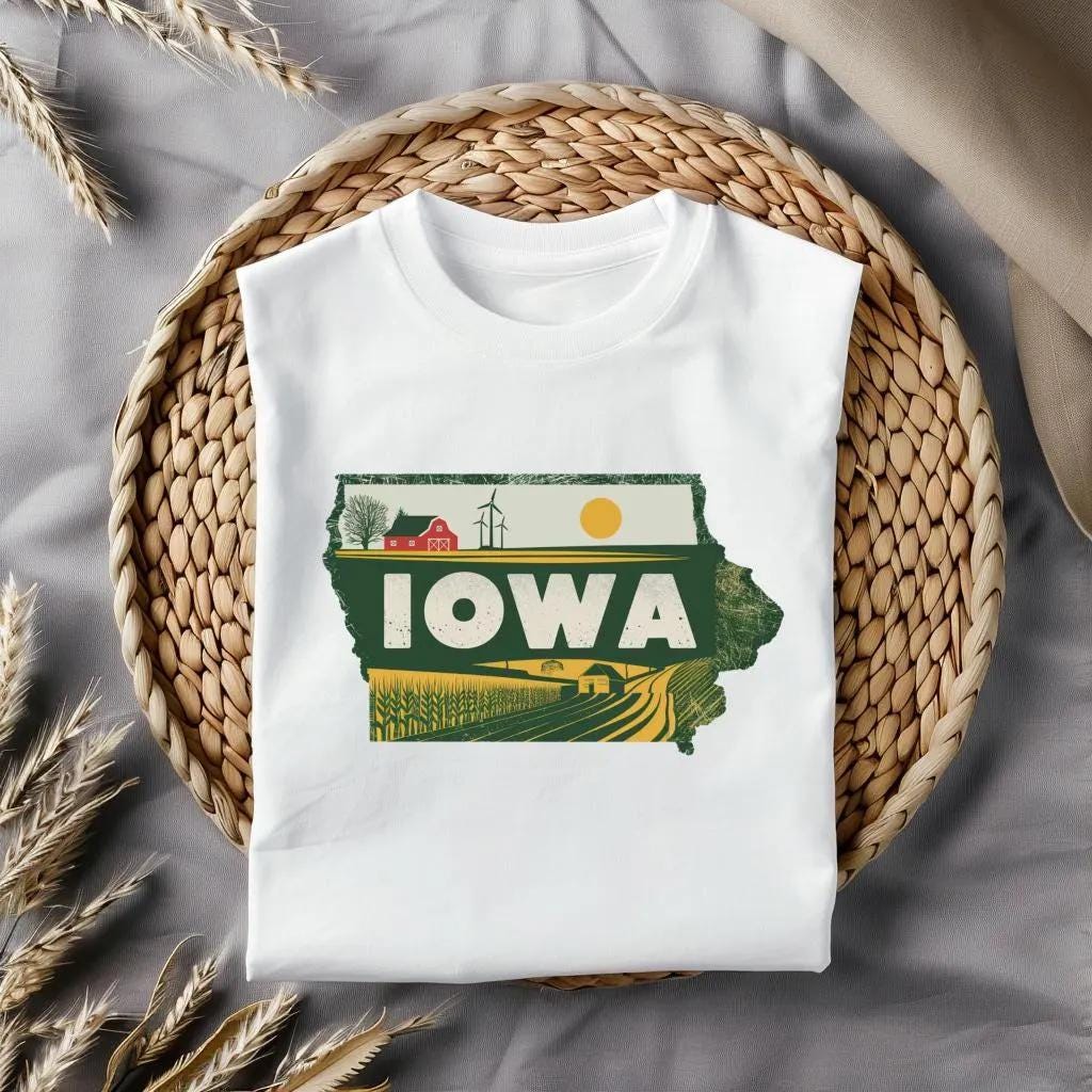 Retro Iowa State Map PNG: Travel Design (digital File) - Etsy