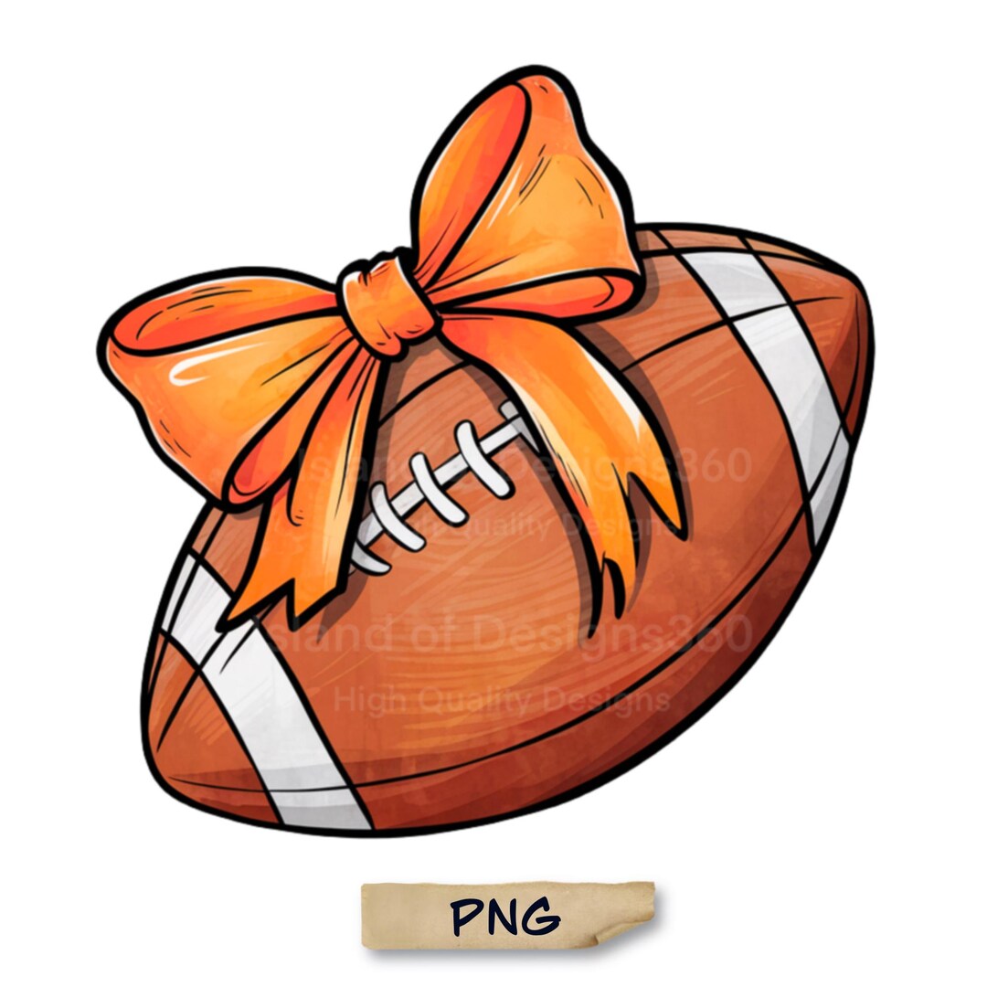 Football With Bow PNG | Cute Girly Football Sublimation Design | Game ...