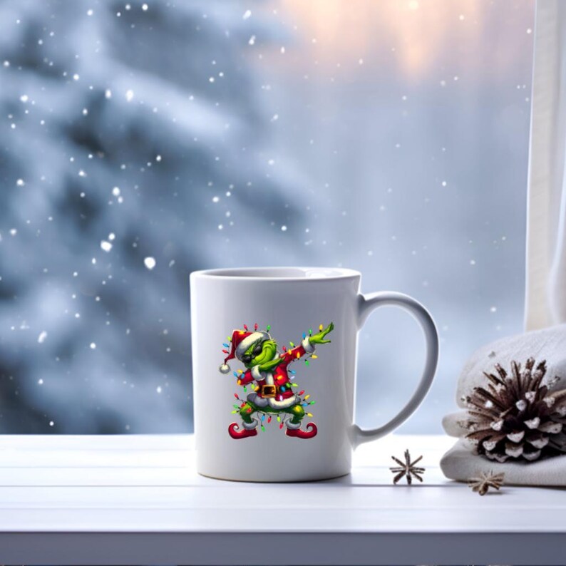 Funny Grinch Dab Christmas PNG: Santa With Lights Clipart (digital ...