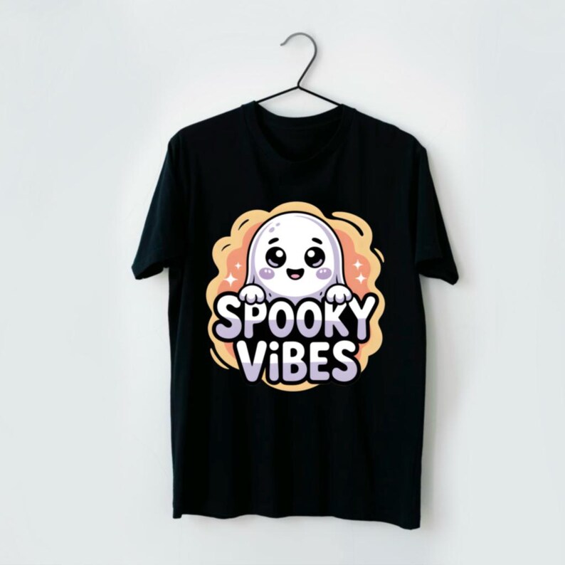 Cute Spooky Vibes Ghost PNG | Halloween Sublimation Design | Kawaii ...