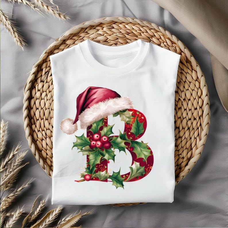 Christmas Letter B PNG: Santa Hat Holly Monogram (digital Download) - Etsy