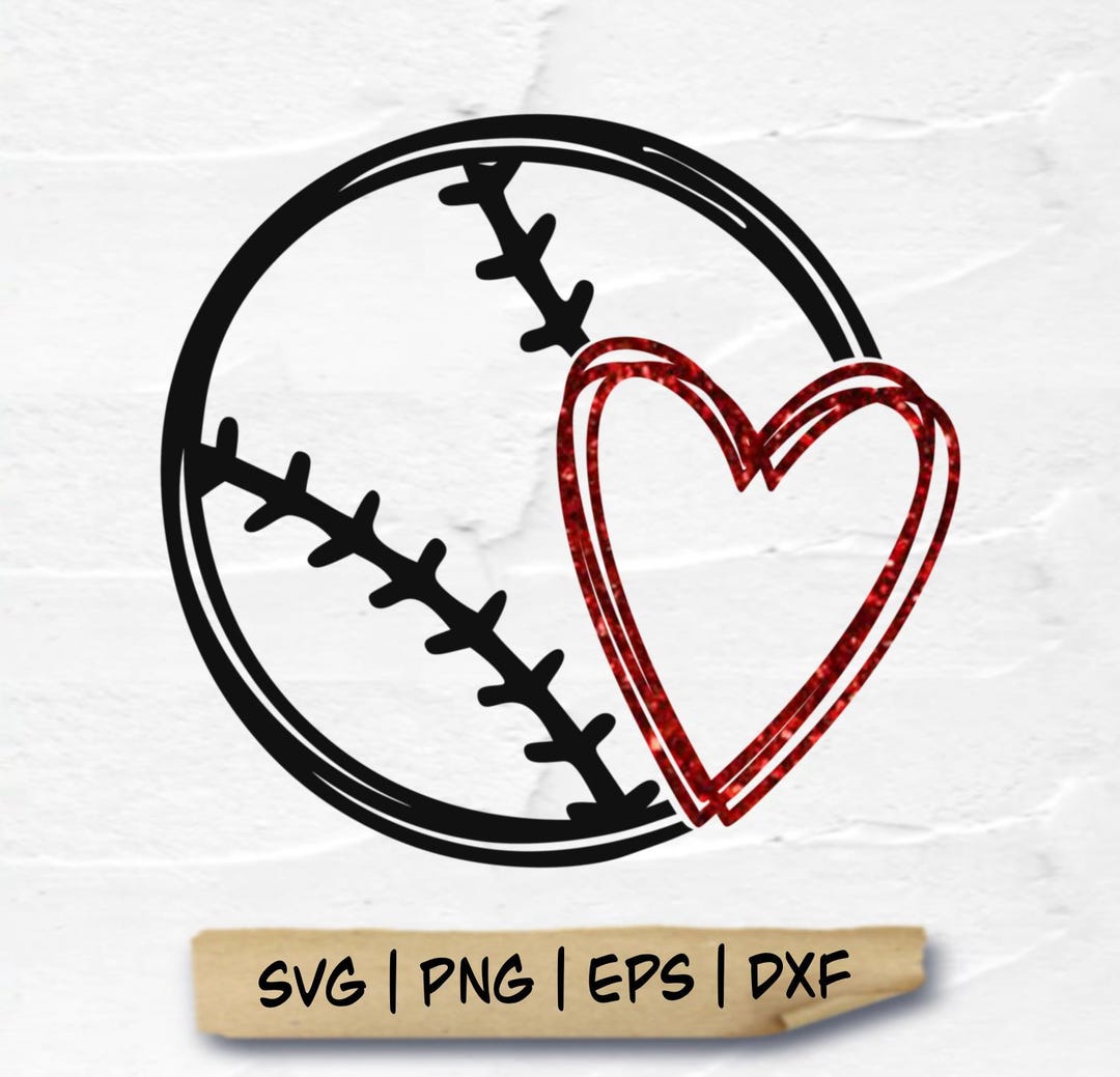 Baseball Love Heart SVG, Baseball Love PNG, Baseball Scribble Heart SVG ...