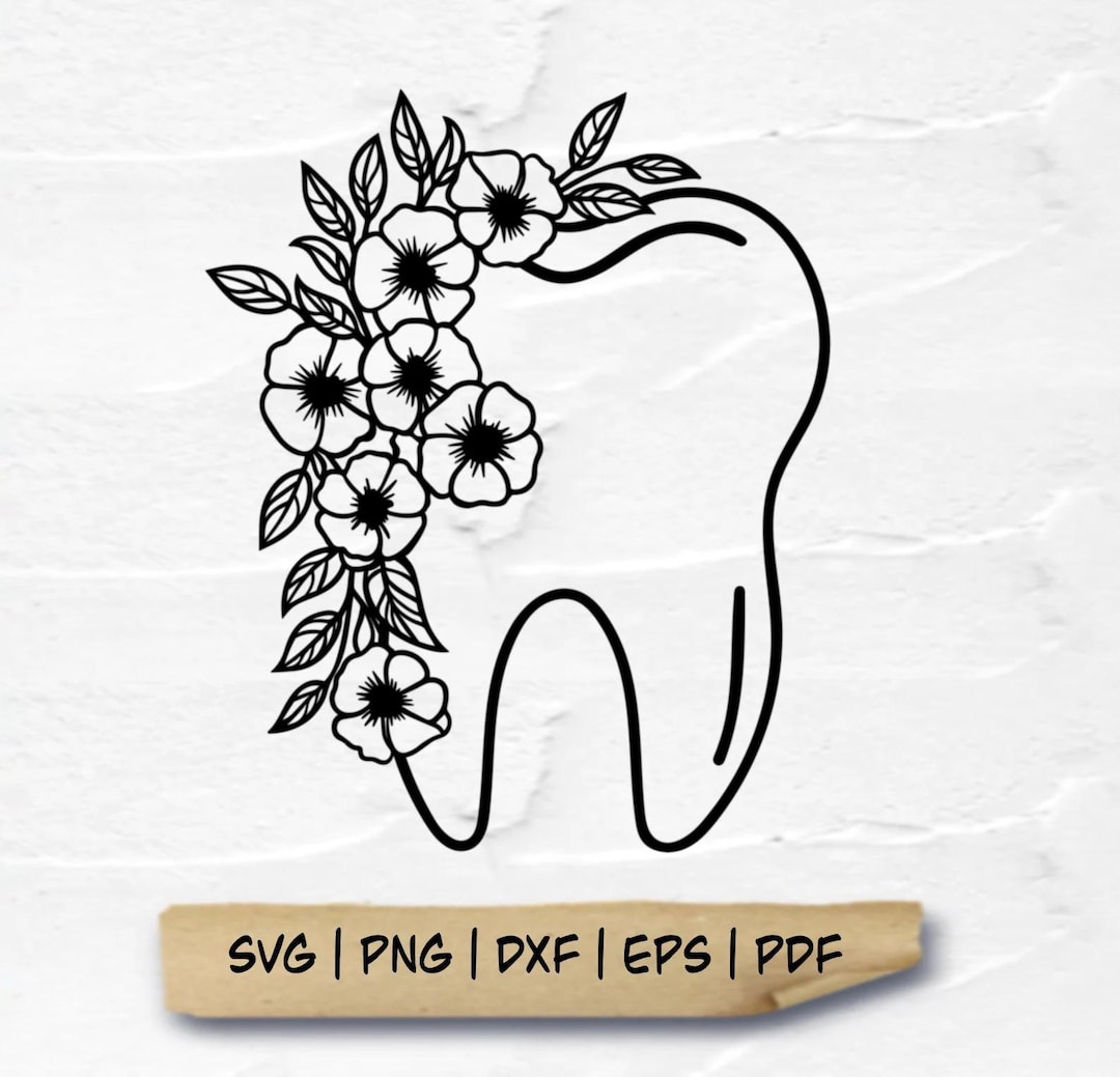 Floral Tooth SVG: Dentist Logo, Flower Monogram (digital Download) - Etsy