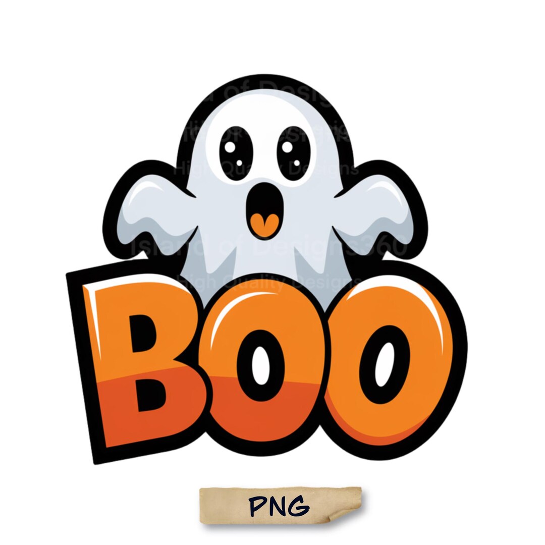 BOO Ghost PNG | Cute Halloween Clipart | Spooky Ghost Digital Download ...