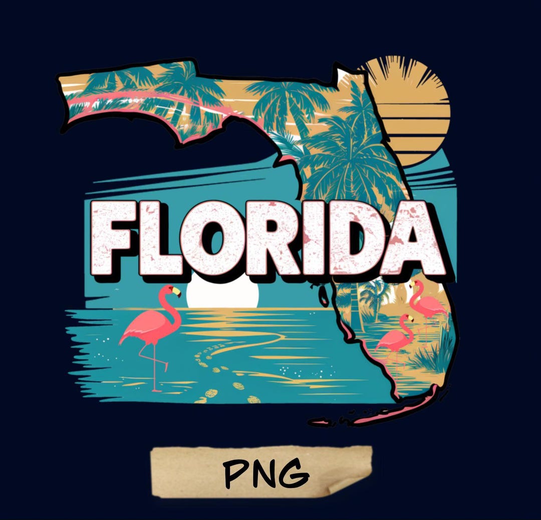 Retro Florida State Map PNG: Travel Design (digital Download) - Etsy