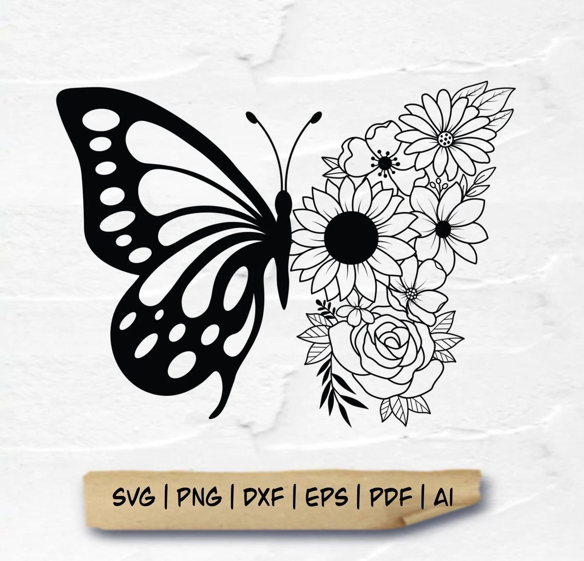 Floral Butterfly SVG: Boho Flower Cut File (digital Download) - Etsy
