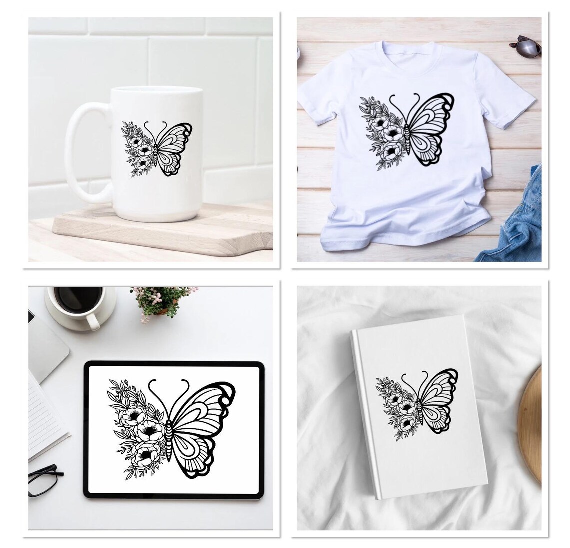 Floral Butterfly SVG: Boho Flower Cut File (digital Download) - Etsy