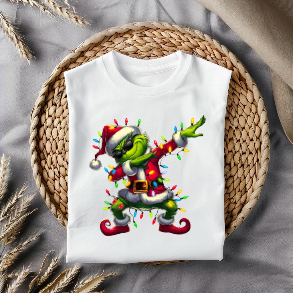 Funny Grinch Dab Christmas PNG: Santa With Lights Clipart (digital ...