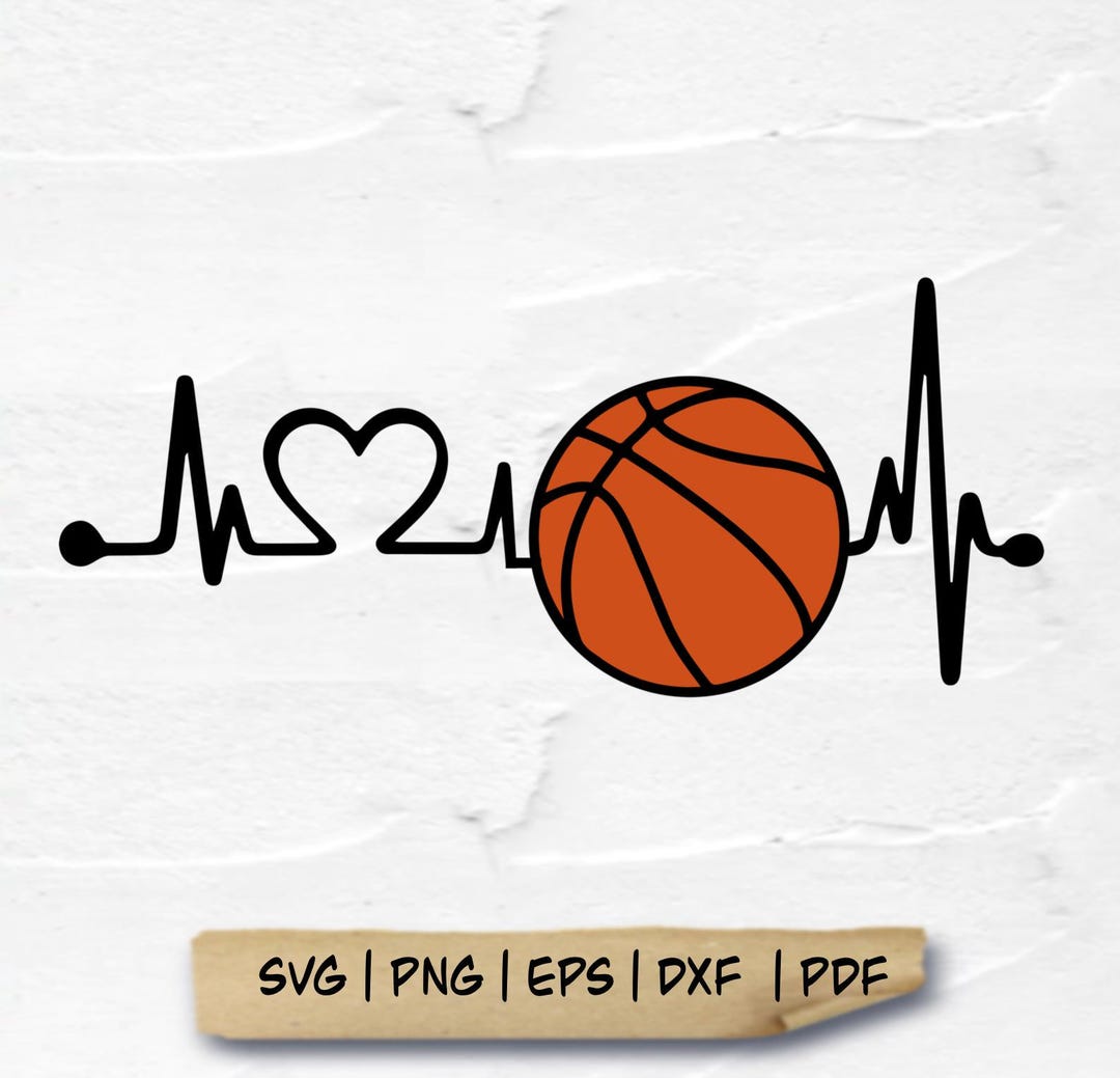 Basketball Heart Beat SVG, Heartbeat Basketball Svg, Basketball Vector ...