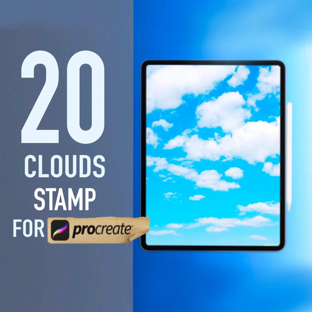 Clouds Procreate Brushes, Stamp Cloud Brushes for Procreate, 20 Seamless Cloud Brush Set for ...
