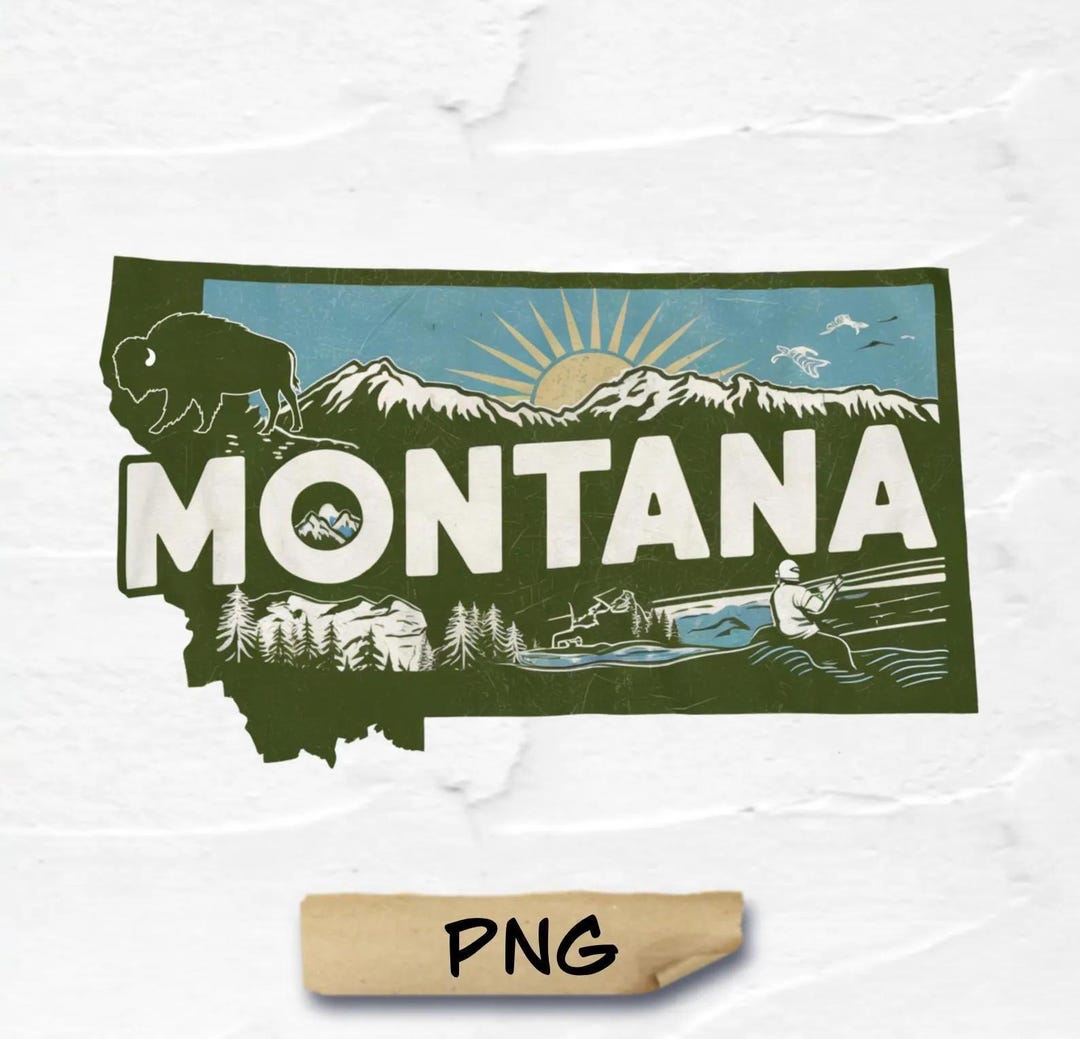 Retro Montana State Map PNG: Travel Vector Design (digital Download) - Etsy