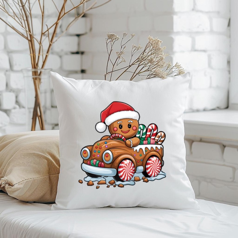 Gingerbread Man in Candy Car PNG: Christmas Cookie Clipart (digital ...