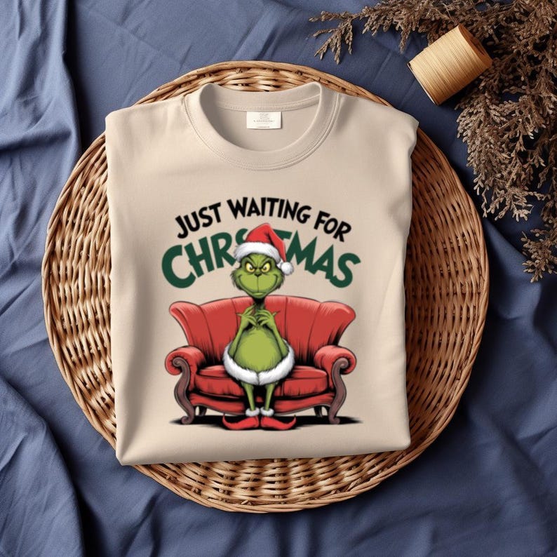 Funny Grinch Christmas PNG | Just Waiting for Christmas Clipart ...