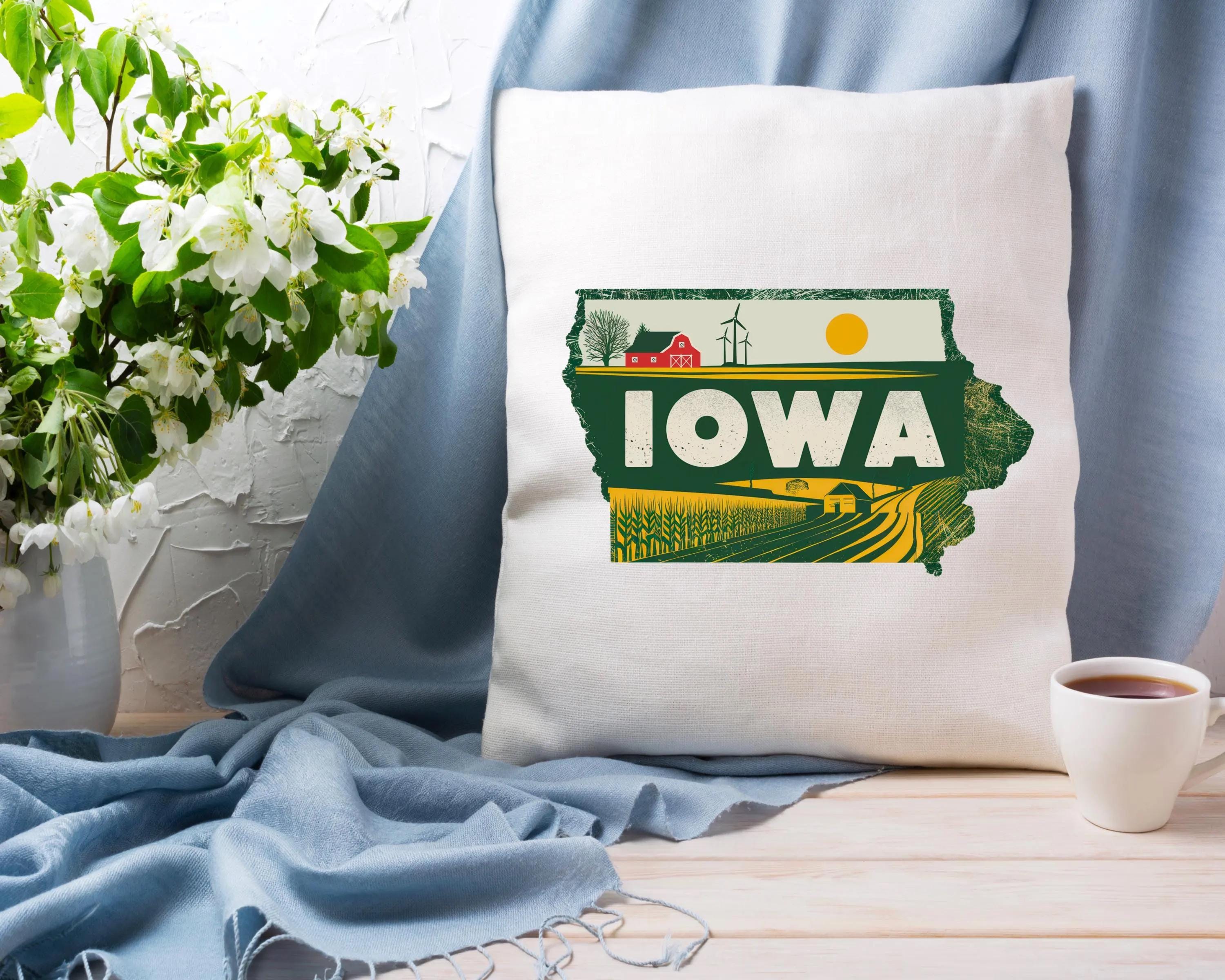 Retro Iowa State Map PNG: Travel Design (digital File) - Etsy